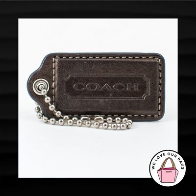 2.5" Large COACH BRONZE BROWN LEATHER KEY FOB BAG CHARM KEYCHAIN ...