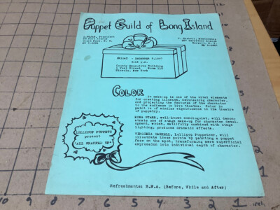 Vintage PUPPET paper item: 1967 Puppet Guild of Long Island paper #2 | eBay