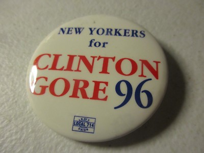 Bill Clinton Political Pin - New Yorkers for Clinton & Gore 96 | eBay