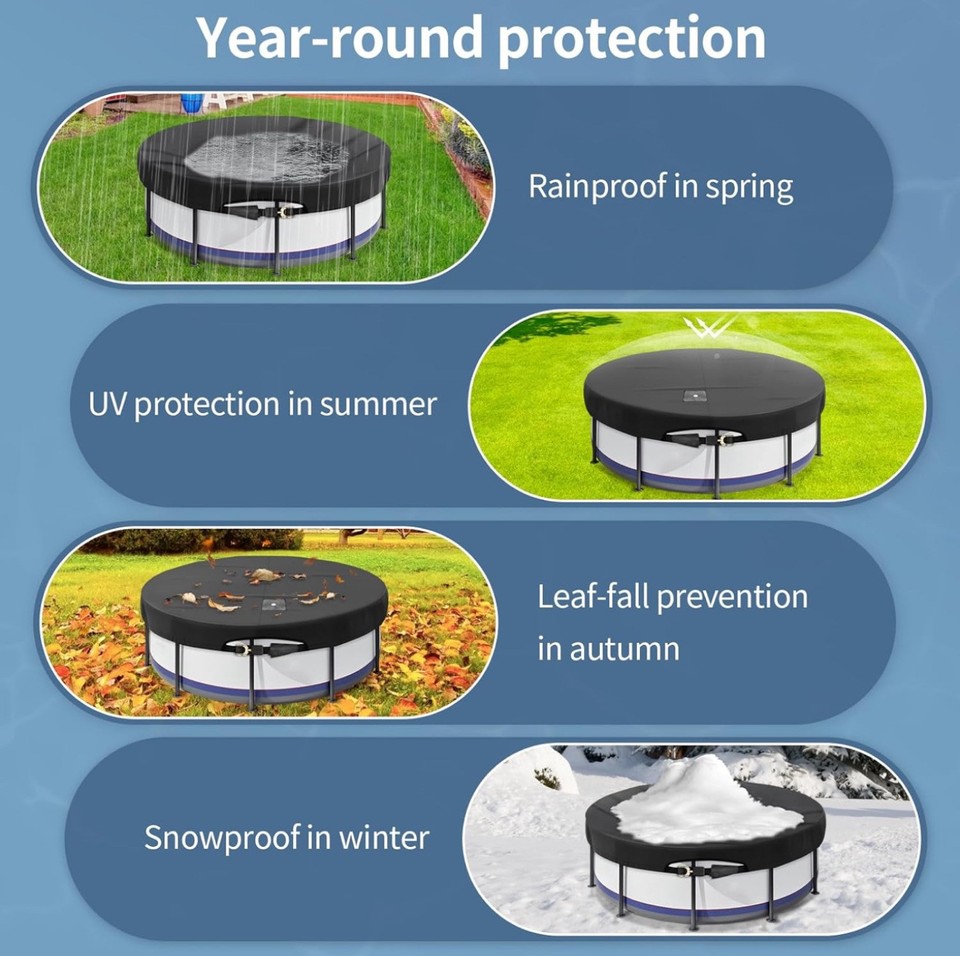 28 Ft Pool Cover with Automatic Drain Above Ground Pool Cover, Easy ...