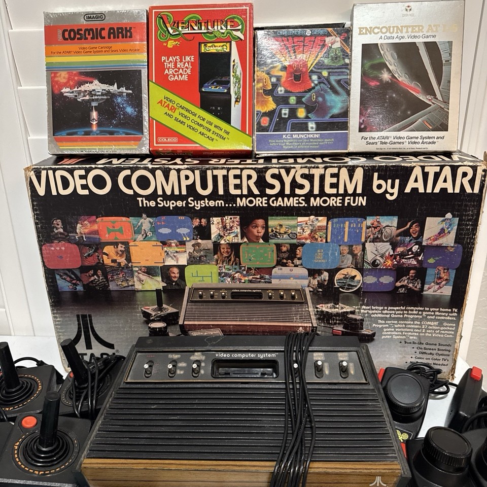 Atari 2600 Heavy Sixer 1977 Woodgrain Console + 20 Games + Controllers ...