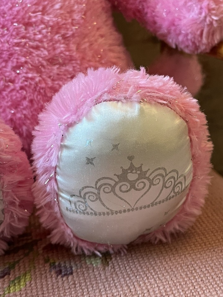 Build A Bear Purrincess Plush Kitty Cat Pink 18" Silver Sparkle Tinsel ...