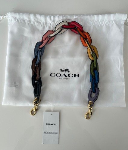 COACH Rainbow Leather Covered Short Chain Strap Pride NWT | eBay