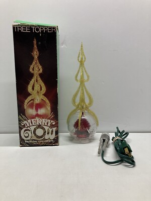 Vintage Christmas Merry Glow Spinning Tree Topper & Box ~ Rotates ...