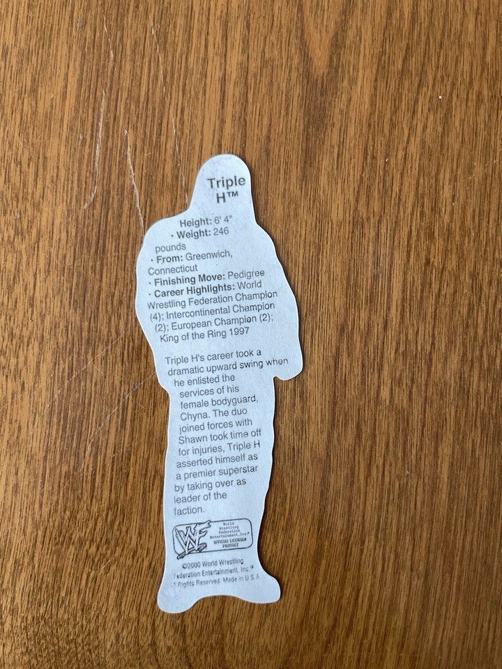 Vintage 2000 WWF Original Wrestling Triple h HHH Sticker Decal | eBay
