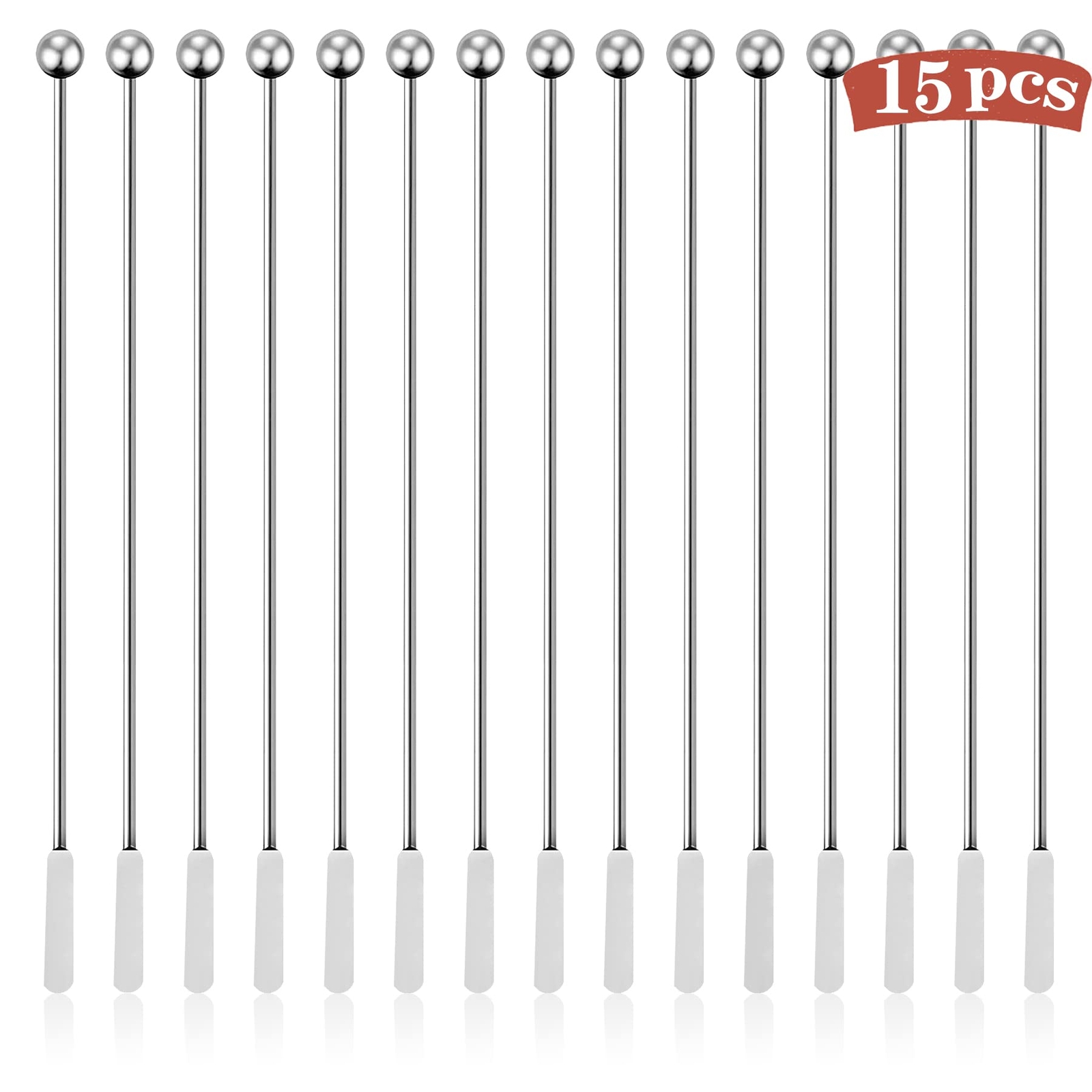 15pcs Metal Stir Sticks Stainless Coffee Stirrers Reusable Swizzle ...