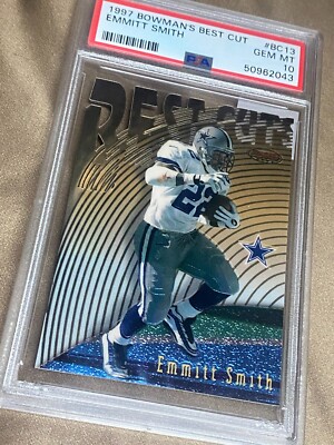 1997 Bowman's Best Cut #BC13 Emmitt Smith Football Card PSA 10 Gem Mint ...