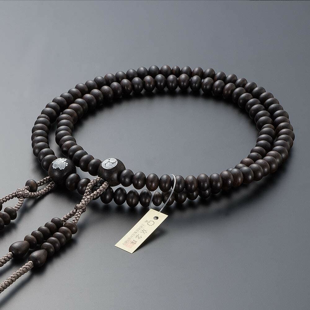 Shingon Buddhist Rosary Mala Juzu Prayer beads Japan Kyoto Crest Stripe ...