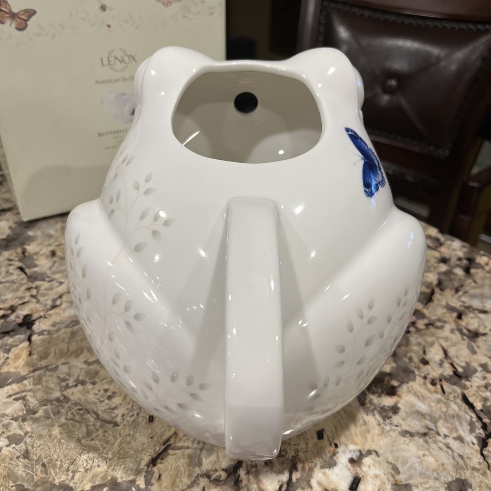 RARE Lenox Butterfly Meadow Frog Pitcher Jarra Rana 72 Oz. White ...