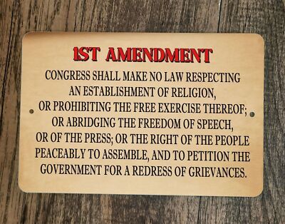 First 1st Amendment USA Freedom of Speech Constitution 8x12 Metal Wall ...