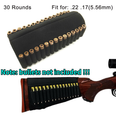 30 Rounds Buttstock Rifle Shell Bullet Holder Stock Ammo Carrier .22LR ...