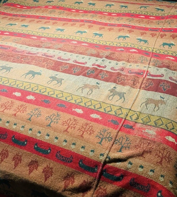 Pendleton Bed Blanket KING Huge Trees Moose Fish Canoe Lodge USA ...