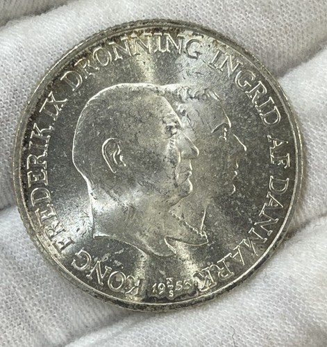 1953 Denmark 2 Kroner Silver Coin BU Condition | eBay