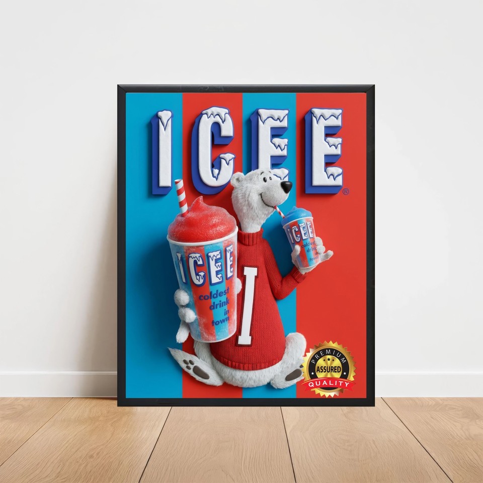 ICEE - Coldest Drink In Town - Polar Bear - Metal Sign 11 x 14 | eBay