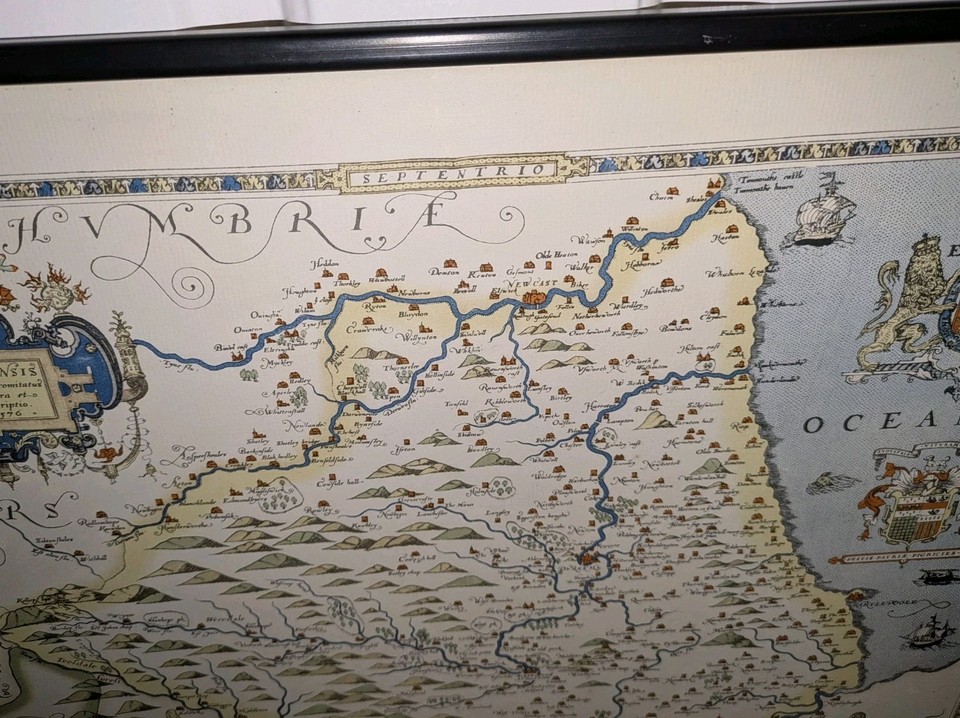 VINTAGE SAXTON'S MAP OF DURHAM 1576 REPRINTED 1964 BY TAYLOWE LTD ...