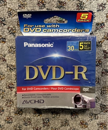 Panasonic DVD-R 30min Single Sided LM-RF30V5 For DVD Camcorder 1.4 GB 5 ...
