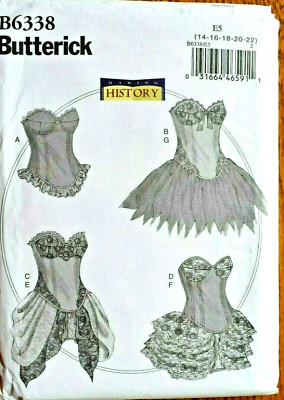 BUTTERICK PATTERN 6338 CORSETS HISTORICAL COSTUME MISSES SIZES 14 - 22 ...
