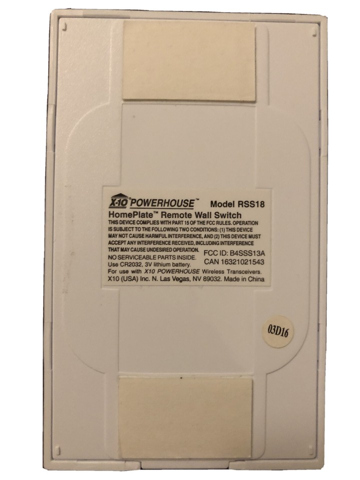 X10 Powerhouse Model RSS18 HomePlate Stick-on Wall Switch | eBay