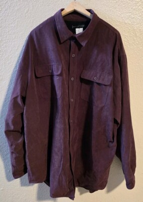 David Adams Shirt Mens 2XL Maroon Sherpa Lined Fleece Plaid Shacket ...