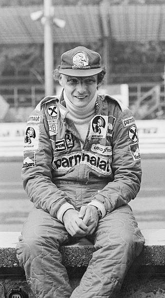 Austrian Car Racing Driver Niki Lauda Sitting On A Low Wall OLD PHOTO ...