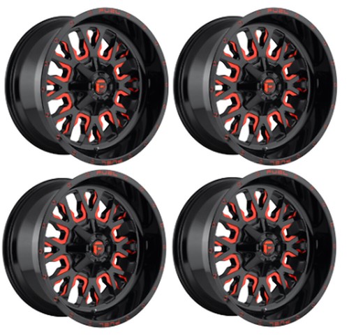 Set 4 Fuel D612 Stroke 17x9 5x4.5 5x5 Black Red Tinted Clear Wheels 17 ...