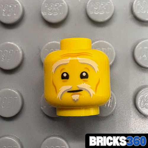 Lego New Yellow Minifig Head Sensei Wu Old Man White Bushy Mustache ...
