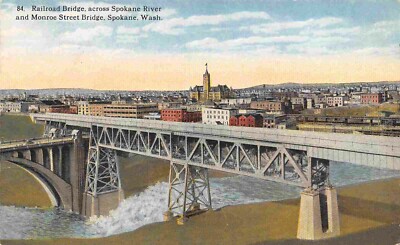 Railroad Train Bridge Spokane River Washington 1910s postcard | eBay