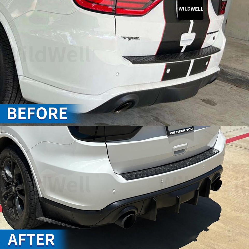 For 2011-2025 Dodge Durango Rear Bumper Lip Diffuser W/Shark Fin Matte ...