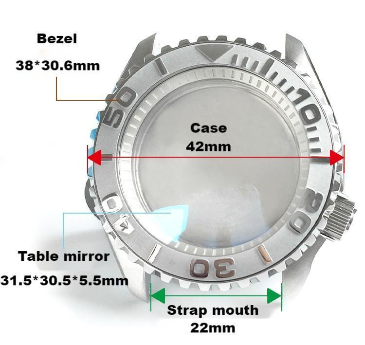 42mm SKX007 SKX009 SRPD Watch Case Mod Parts Back Crown Refit Complete ...