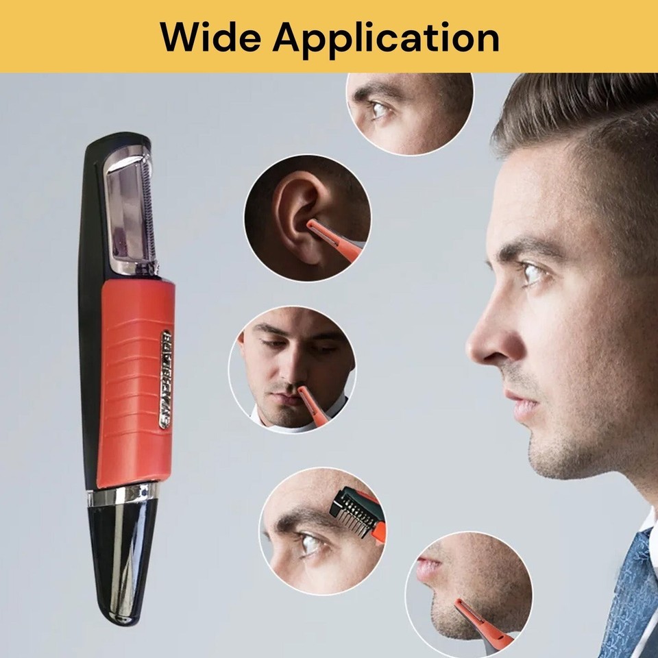 Hair Trimmer Groomer Nose Ear Eyebrows Neck Hair Razor with light micro ...