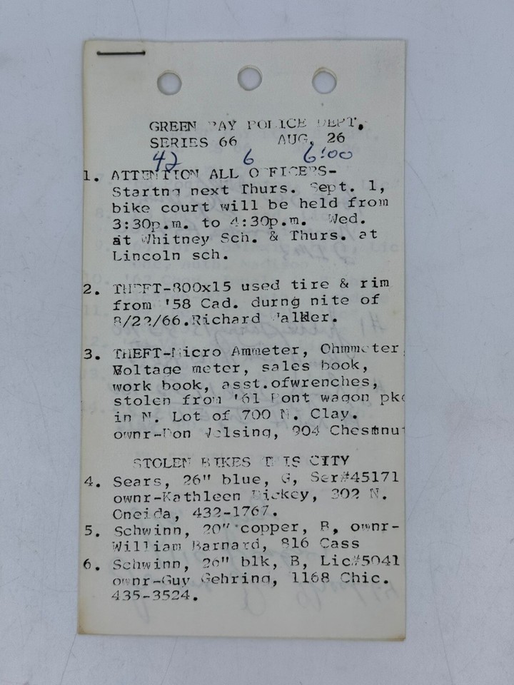 1966 Green Bay Wisconsin Police Note Book w Notes Beat Cop Vintage RARE ...