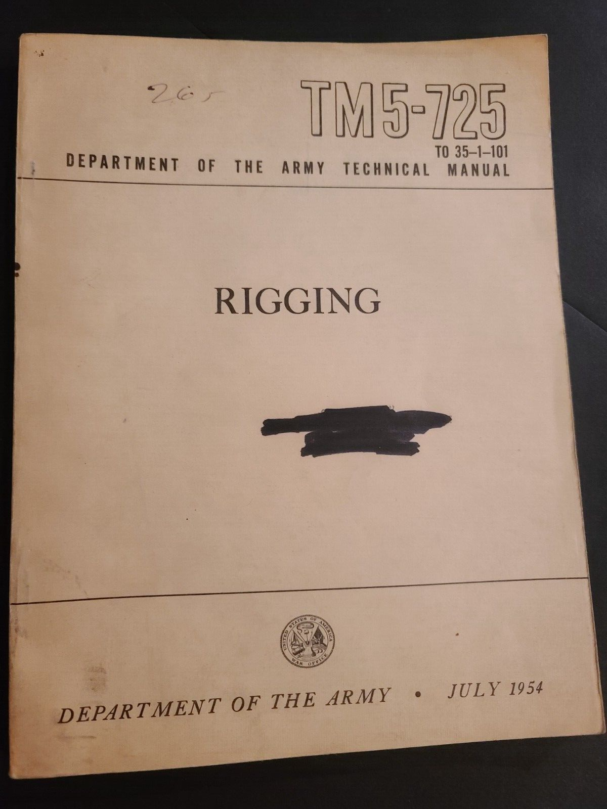 VINTAGE 1954 US DEPARTMENT OF THE ARMY TM5-725 RIGGING BOOK | eBay