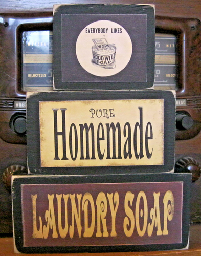 Pure Homemade Laundry Soap Primitive Rustic Stacking Blocks Wooden Sign ...
