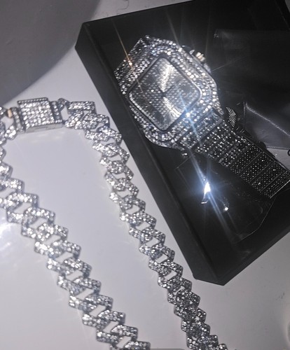 Iced out watch and a cuban iced out chain, comes with box | eBay