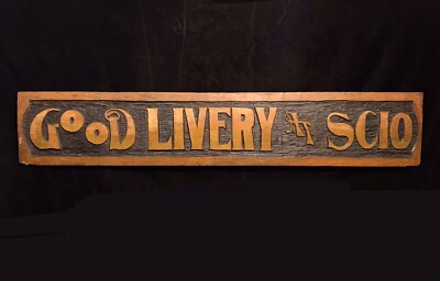 Lg. 51" Antique 1800s Good Livery at Scio Stable Advertising Trade Sign ...