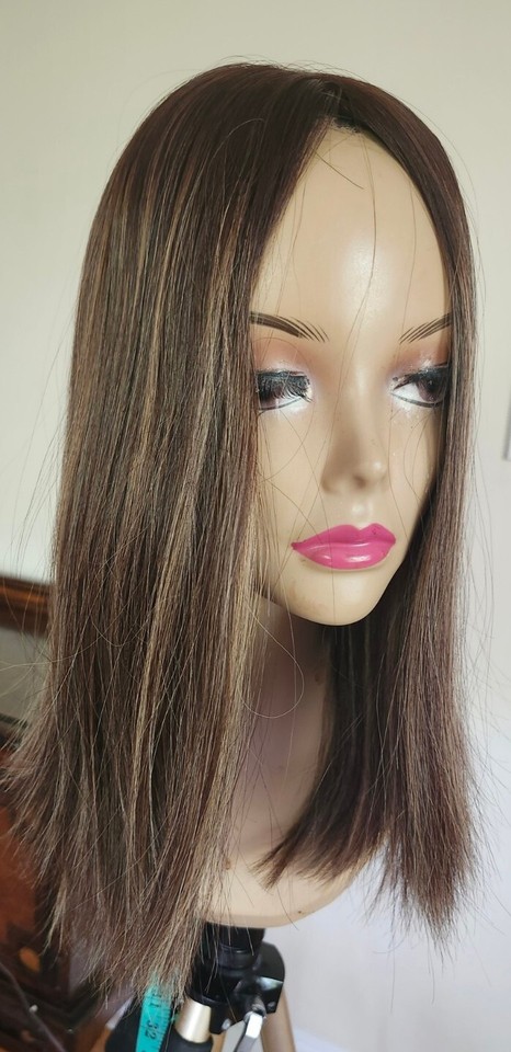 100% HUMAN RUSSIAN HAIR TOPPER SILKTOP 8X8 CAP 18" LONG FREE PARTING ...