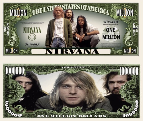 Nirvana band Million Dollar Bill Play Funny Money Novelty Note + FREE ...