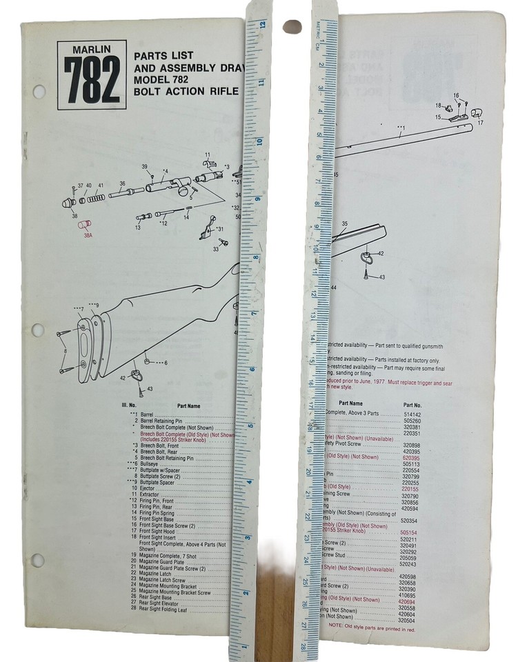 MARLIN M-782 & 783 Rifles Parts List & Exploded Views | eBay