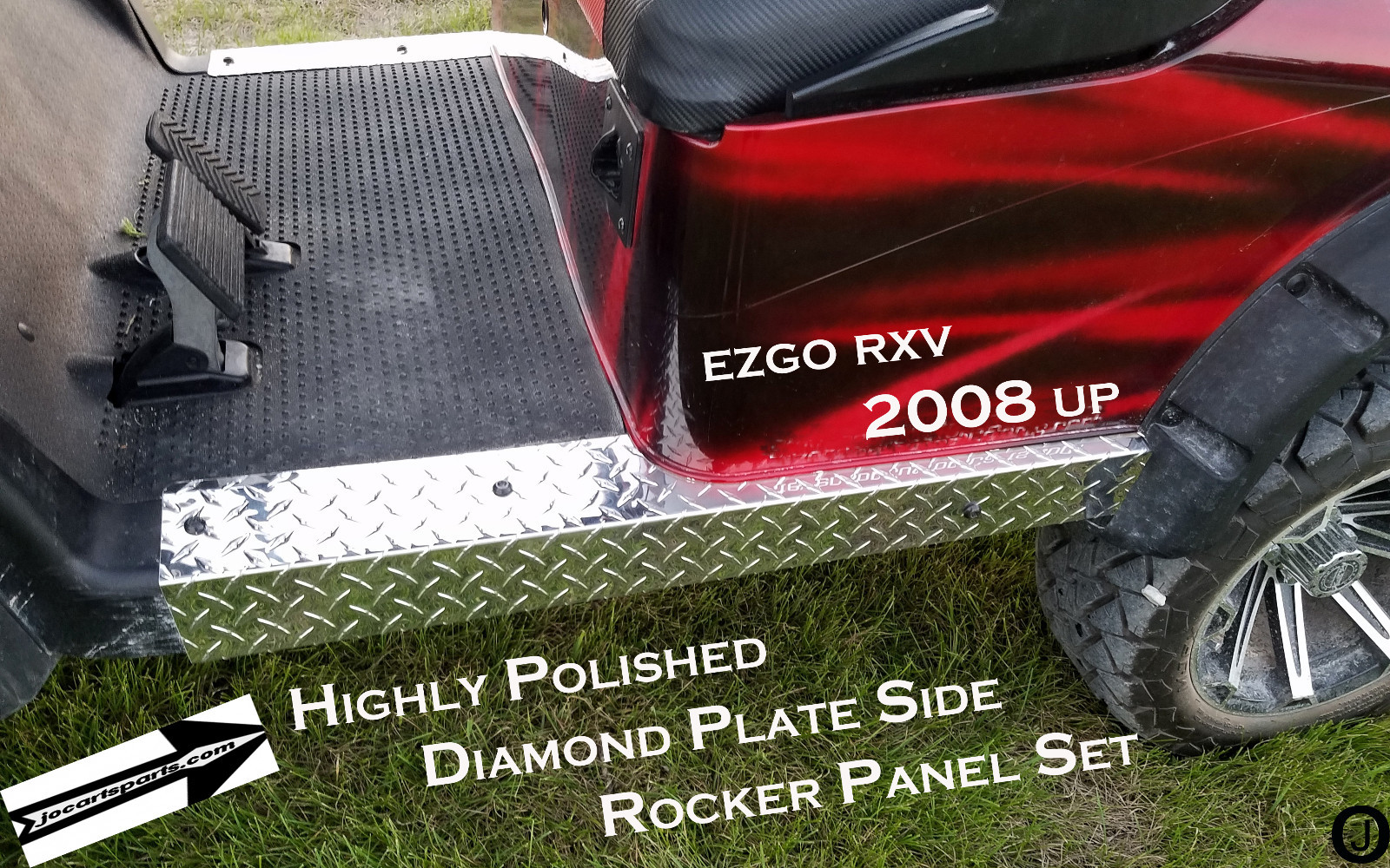 EZGO RXV Rocker Panels Highly Polished Diamond Plate Aluminum 2008 and ...