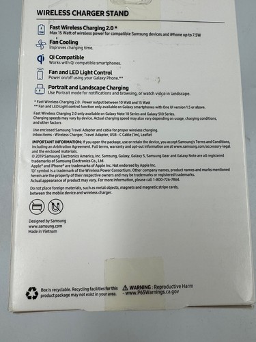 Samsung Wireless Charger Stand 15w Fast Charge EP-N5200 Galaxy,iPhone ...