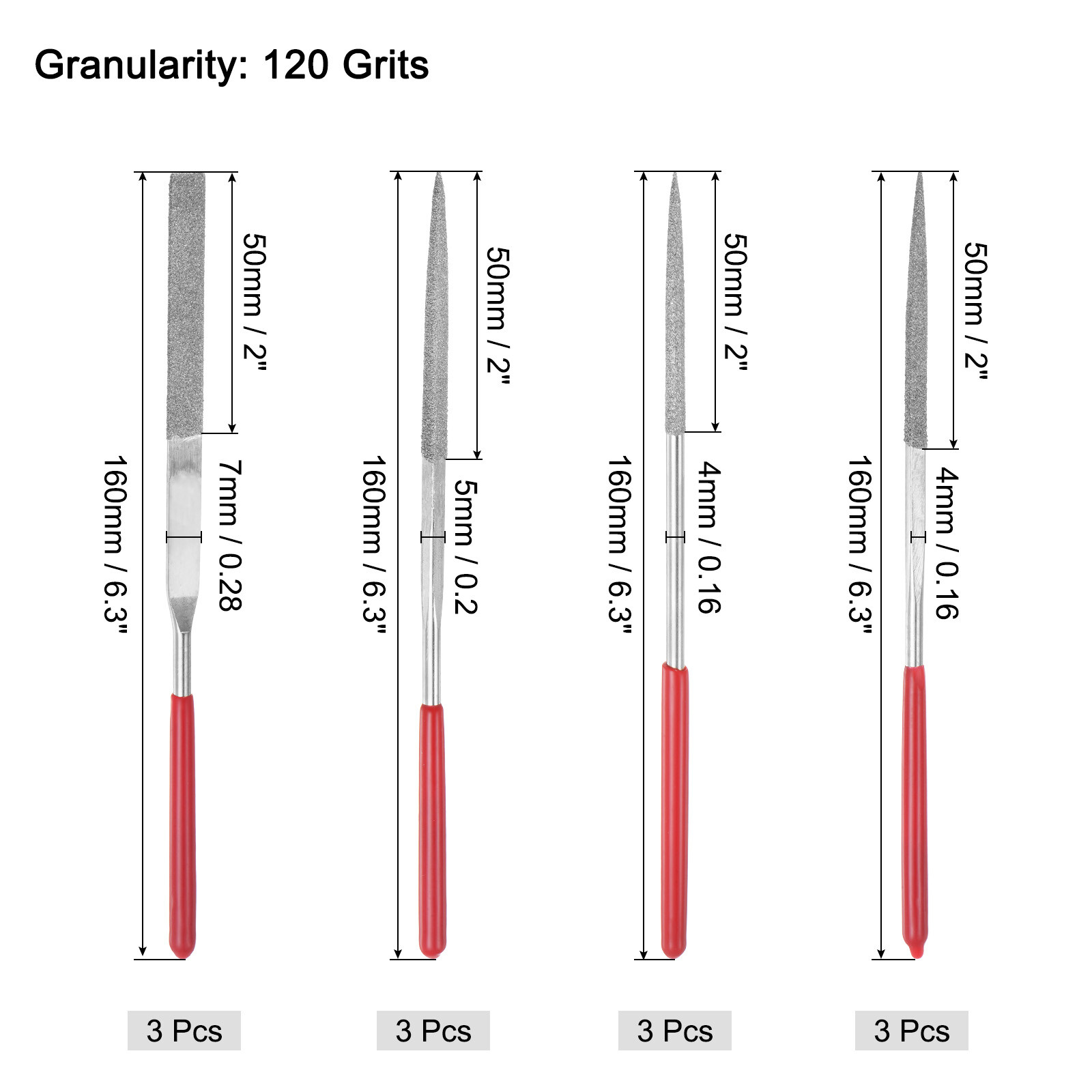 12pcs Mini Diamond Needle File Set 120 Grits Small Metal Files Round ...