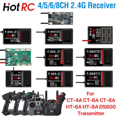 HotRC 4/5/6/8CH 2.4GHz Radio Receiver w/ Gyro Remote Control for RC ...