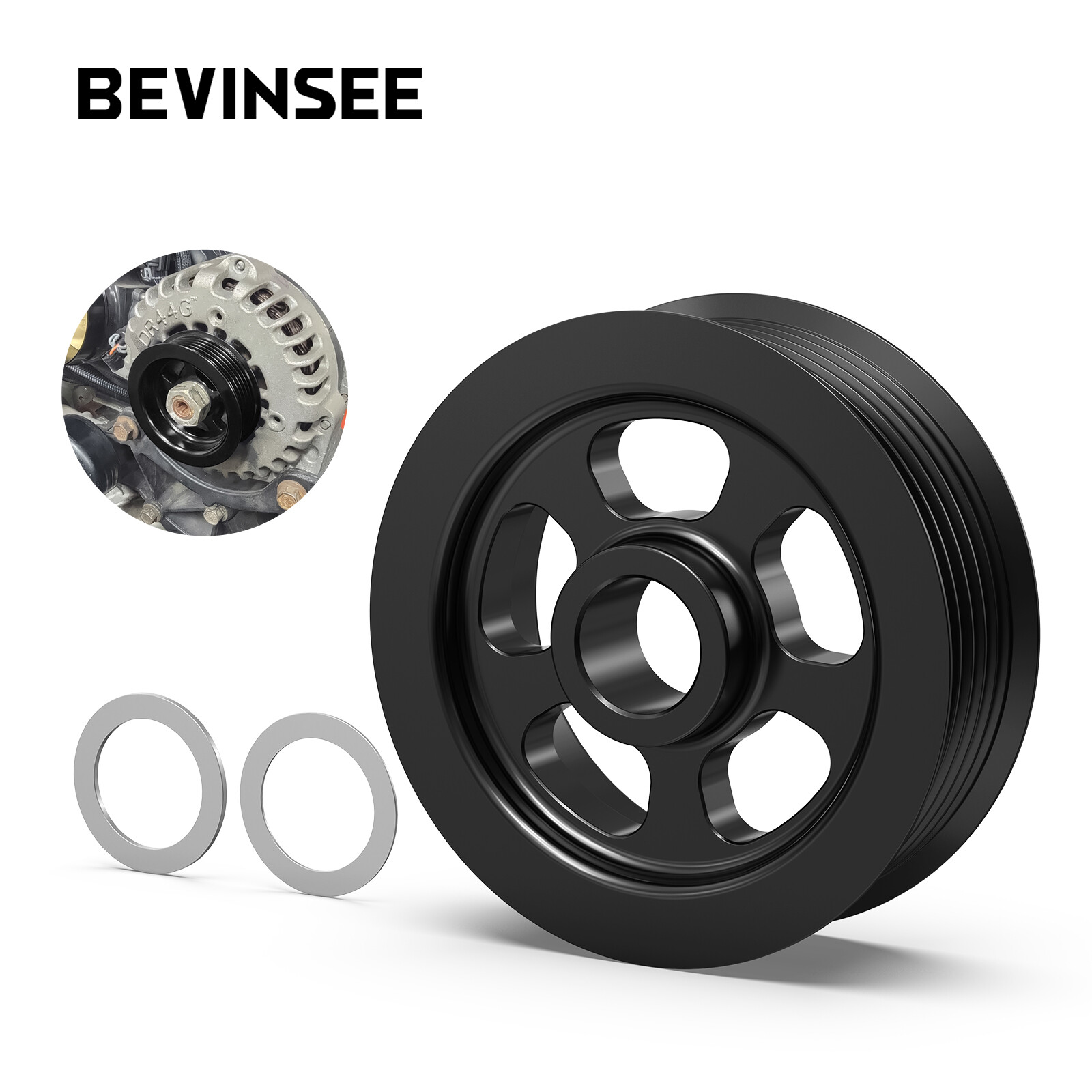 LS 3" OD Billet Aluminum Overdrive 6 Rib Alternator Pulley For LS1 LS2 ...