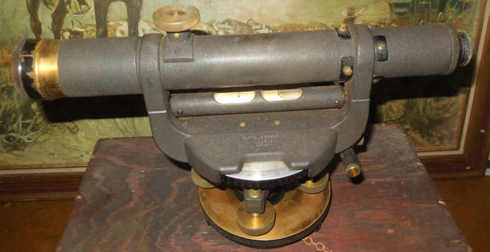 VINTAGE KEUFFER & ESSER LEVEL TRANSIT SURVEY SCOPE/ ORIGINAL WOOD BOX ...