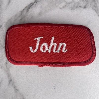 Vintage JOHN Name Tag Work Shirt Job Uniform Embroidered Sew On Patch ...