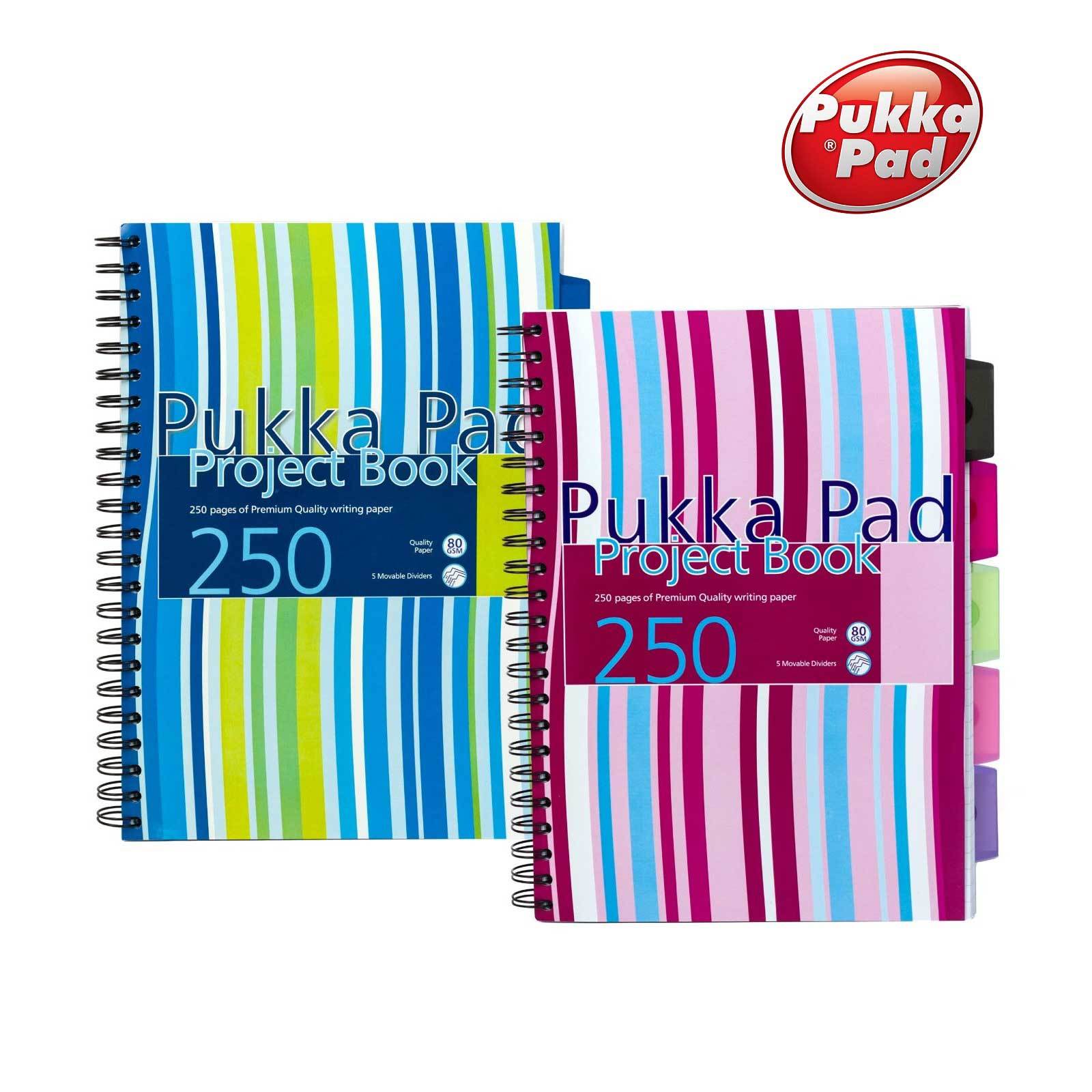 A4 A5 Project Book 250 Pages Feint Ruled with Margin Pink/Blue Striped ...