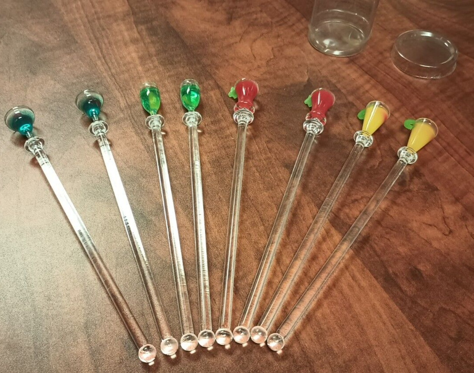 Lot 8 Vintage Acrylic Cocktail Swizzle Stir sticks Barware. Drinks on ...