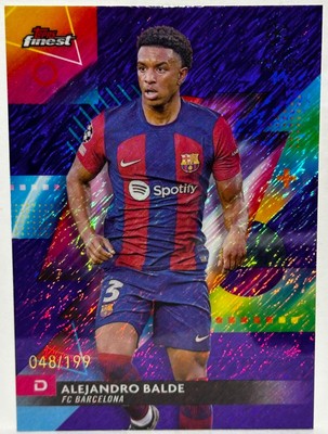 ALEJANDRO BALDE #/199 * PURPLE SHIMMER * 2023-24 Topps FINEST UEFA ...