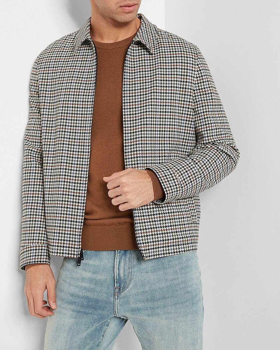 NEW EXPRESS $198 MULTI COLOR CHECKERED HARRINGTON SUIT JACKET SZ S ...