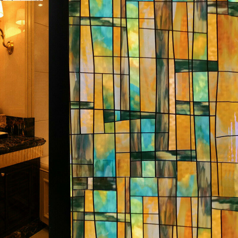 Static Cling Window Films Geometric Stained Opaque Glass Stickers No ...